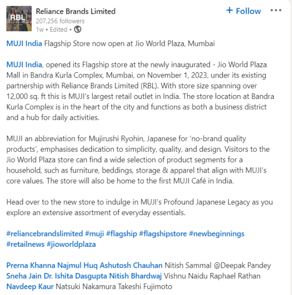 Muji Unveils Its Largest Indian Outlet at Jio World Plaza, Mumbai ...